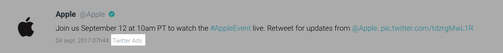 @Apple sur Twitter : tweets nullcasted et API Twitter Ads