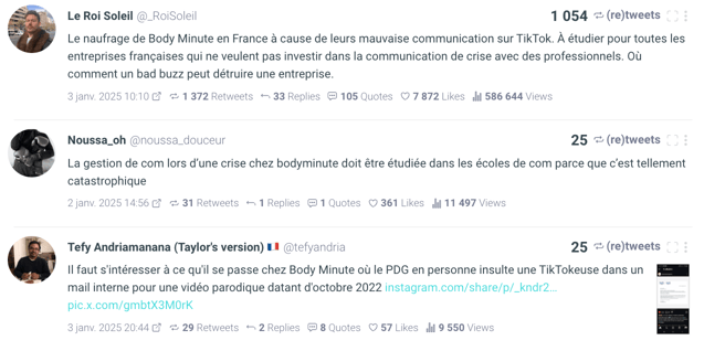 Body Minute dans la tourmente sur les réseaux sociaux